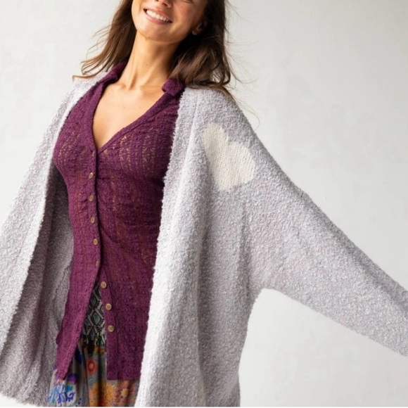 NATURAL LIFE | Sweaters | Natural Life Heart Cardigan In Gray And Cream ...